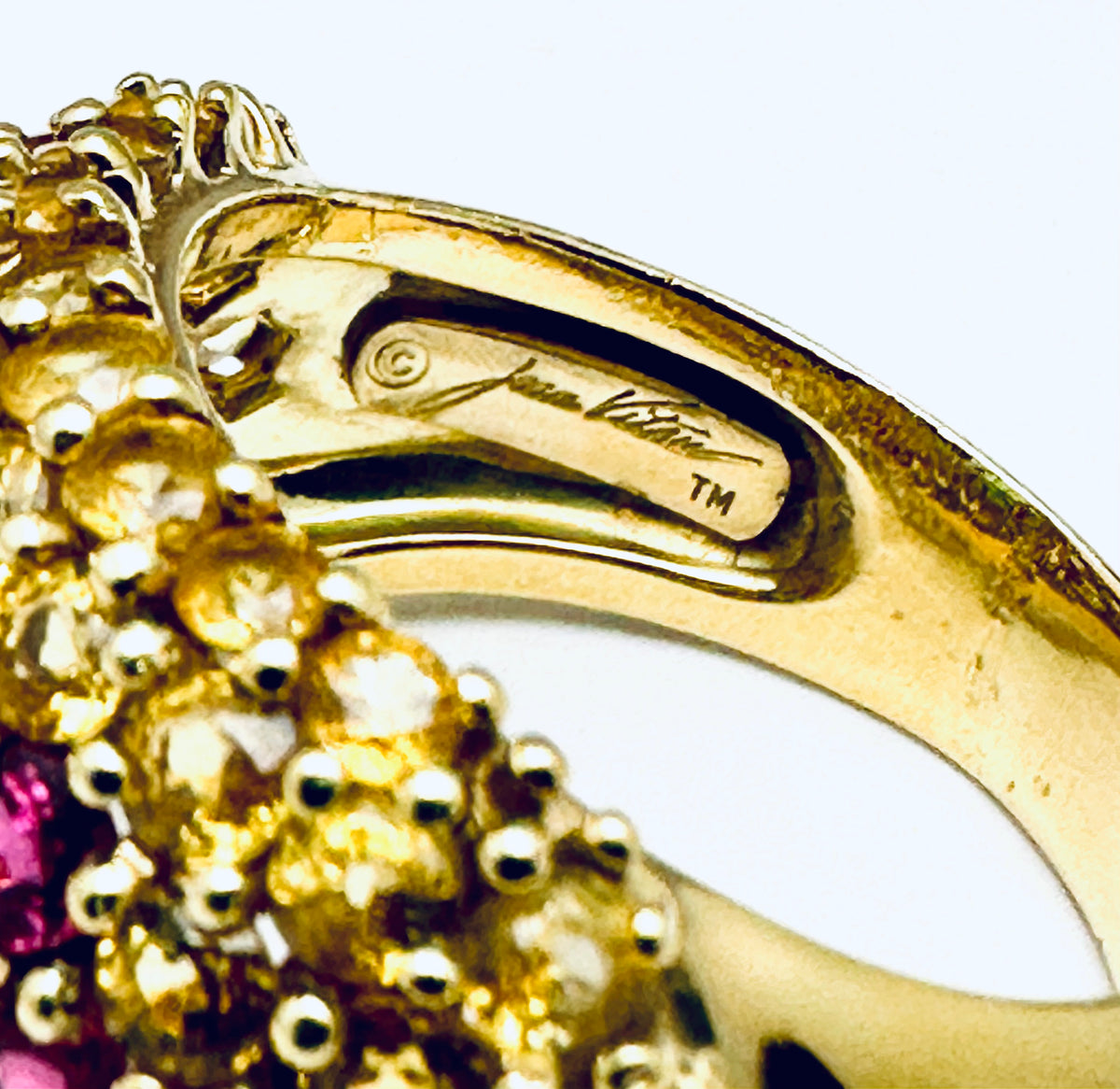 Jean Vitau Designer 18K Sapphire Diamond Ruby Tsavorite Ring – Cydney's ...