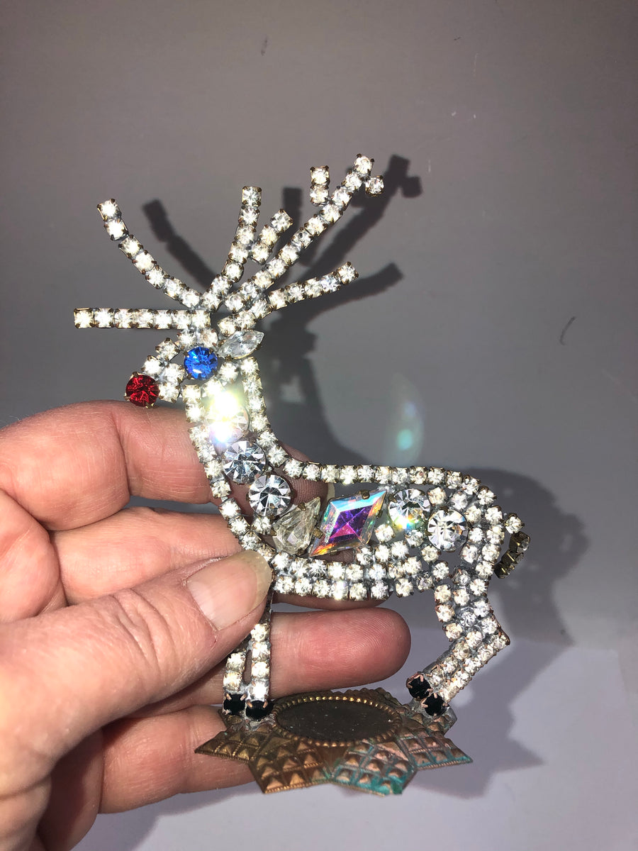 Rudolph Reindeer Rhinestone Decoration #170 Czech – Cydney's Antiques