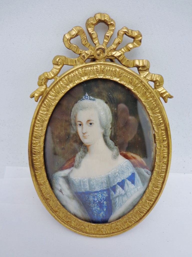 Hand Painted Antique Ivory Portrait Miniature Ormolu Frame – Cydney's ...