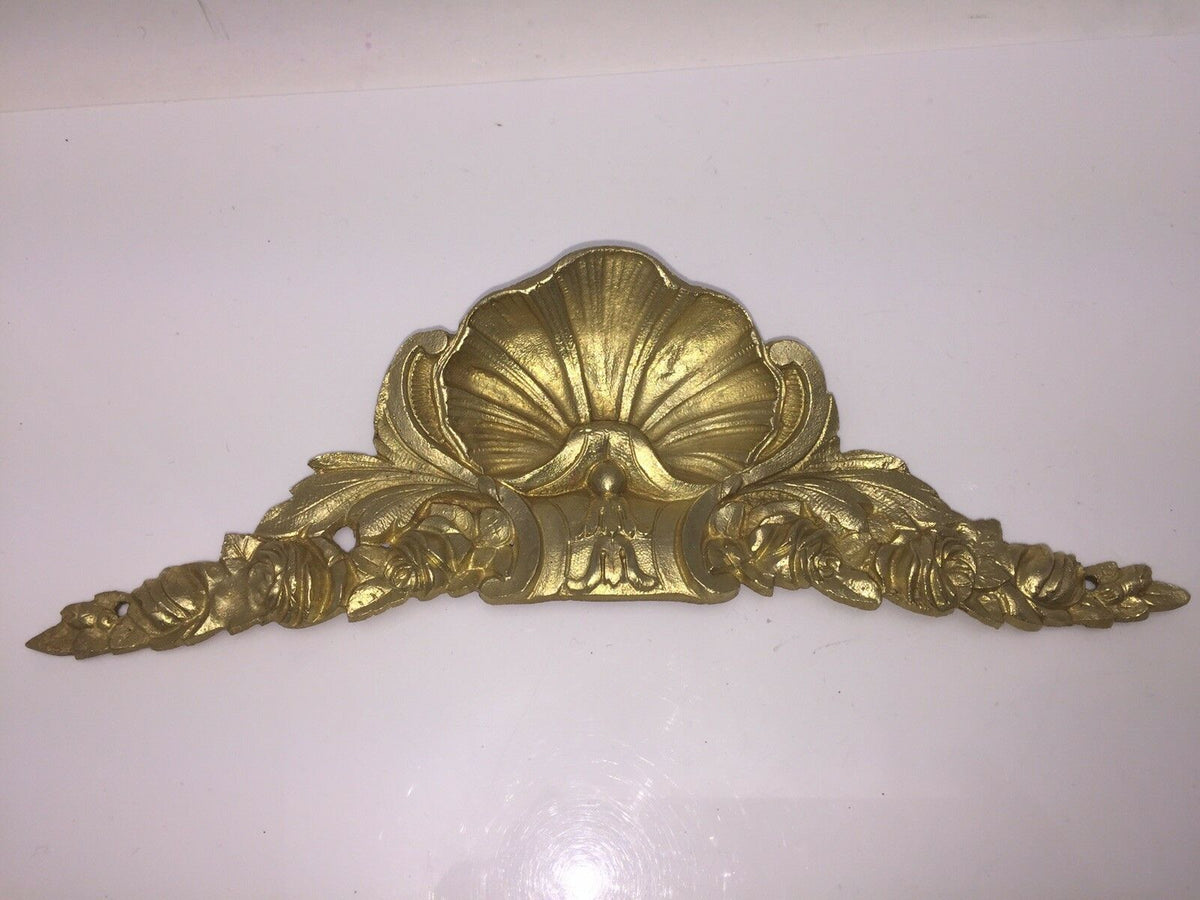Antique French Brass Pediment Scallop Shell Garlands Cabinet Frame Mou ...